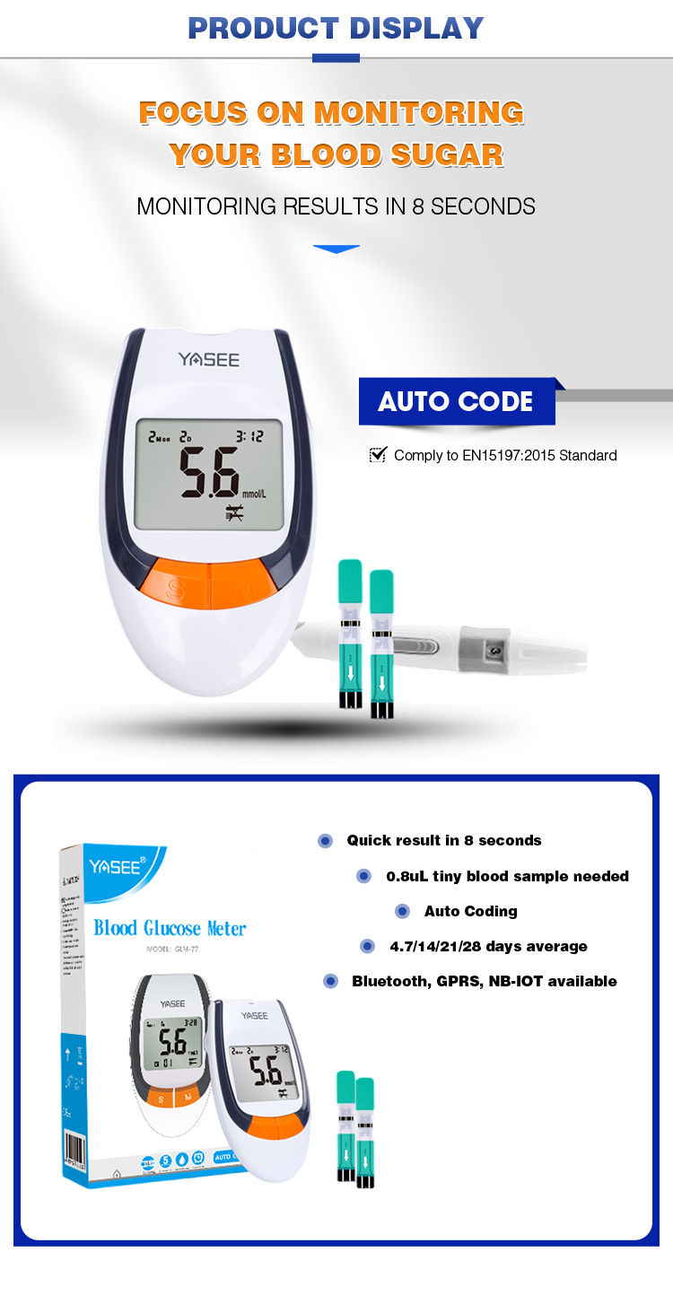 Yasee GLM-77 Glucmeter Set Blood Glucose Meter FREE 50pcs strips ...