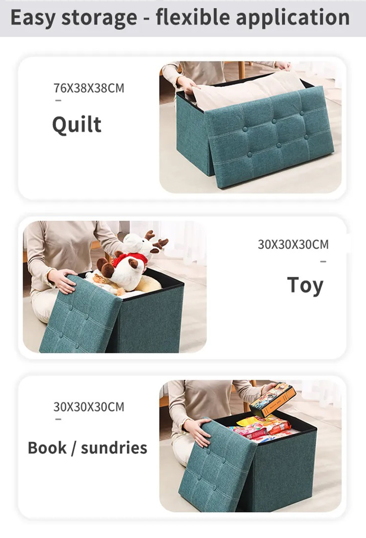 Ottoman Storage Box Stool Rectangular Storage Stool Sofa Folding ...
