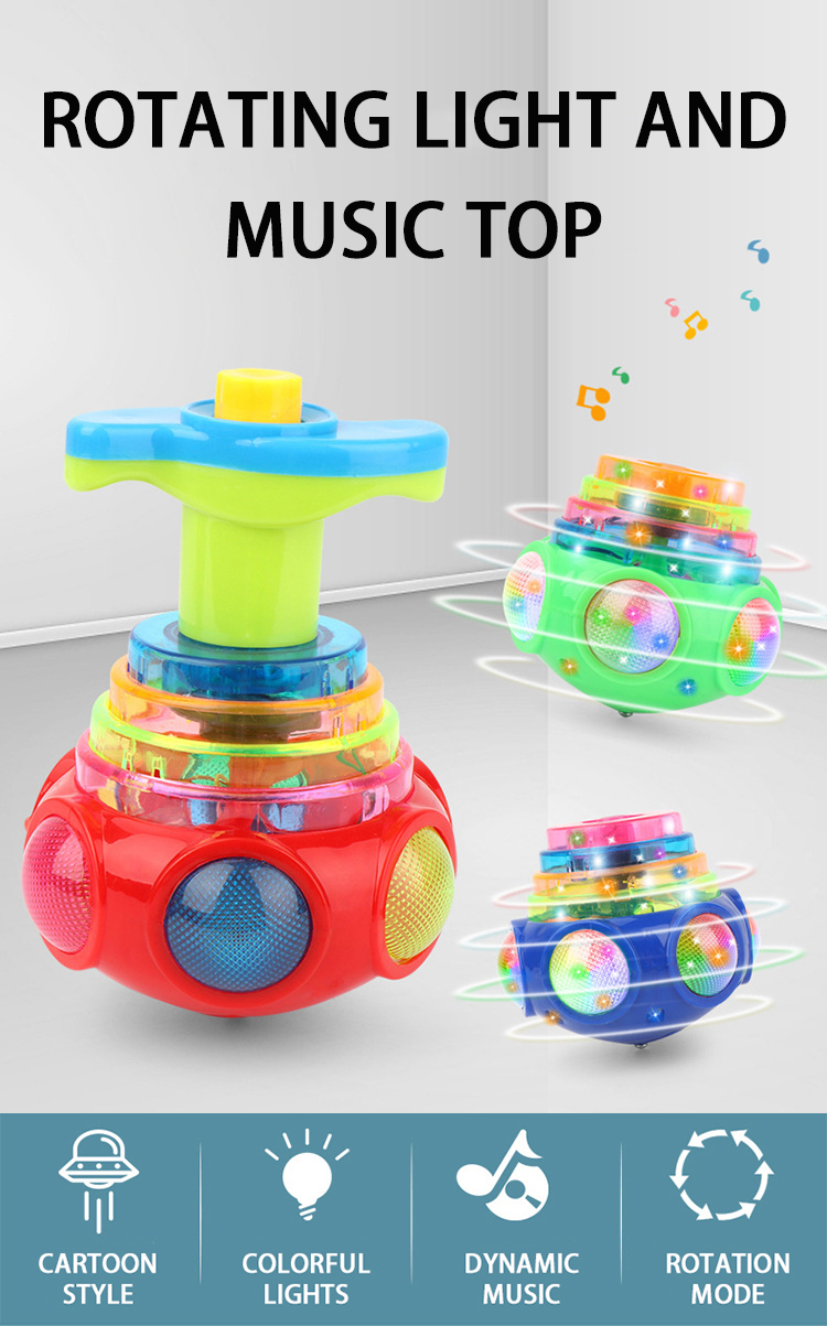 Children's Flash Music Toy Launcher Gift Glowing Flash Spinning Toy ...