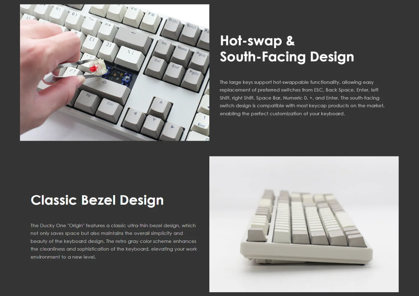 Ducky Origin Vintage Double Shot PBT Mechanical Keyboard (Cherry RGB ...