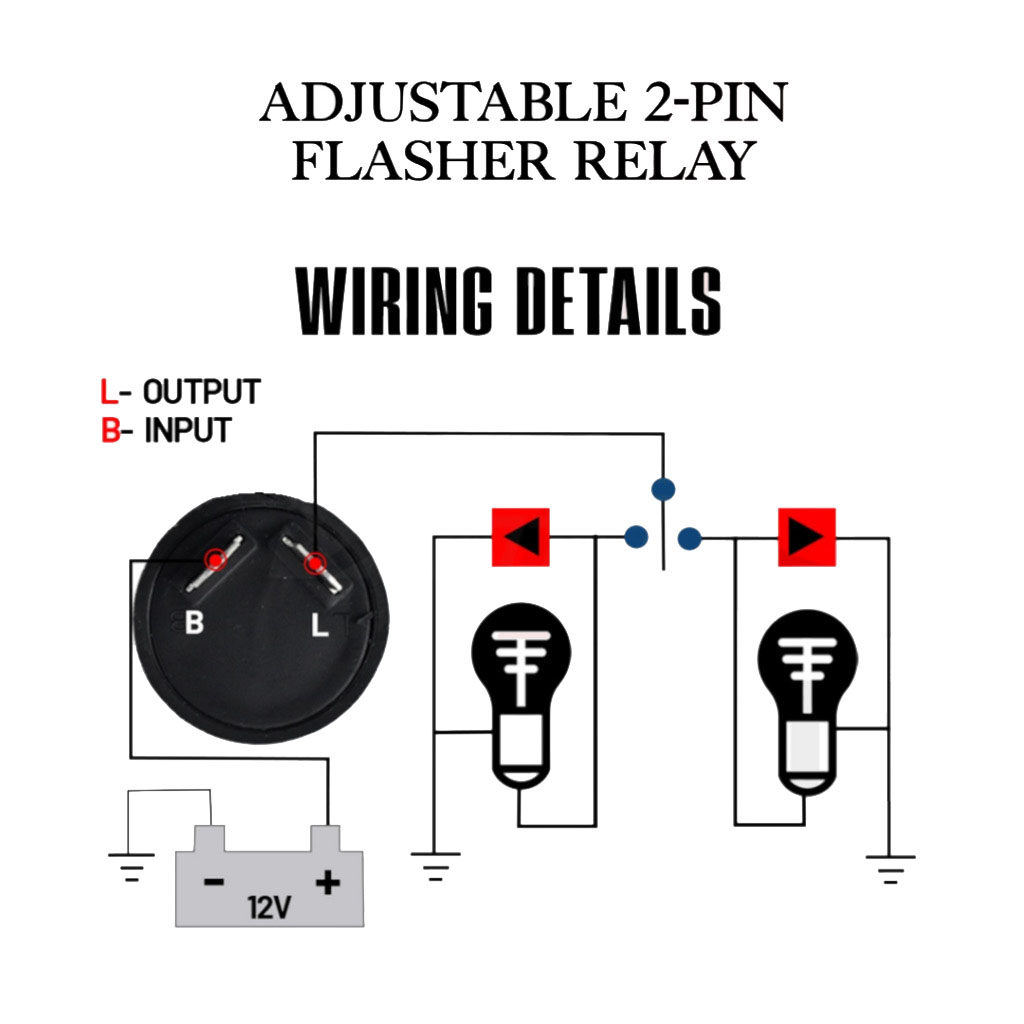 Flasher Relay Blinker Adjustable LED Turn Signal Indicator 2-PIN 12V Universal Waterproof ...