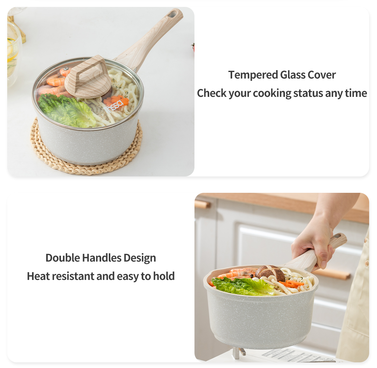 INSSA Saucepan Non-Stick Soup Pot 18cm Cooking Pot Milk Pot Suitable ...