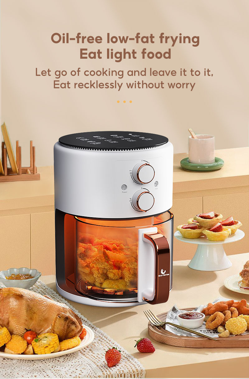 HAN RIVER 4L/5.5L/8L Air Fryer Dual Control Visualization Glass Pot ...