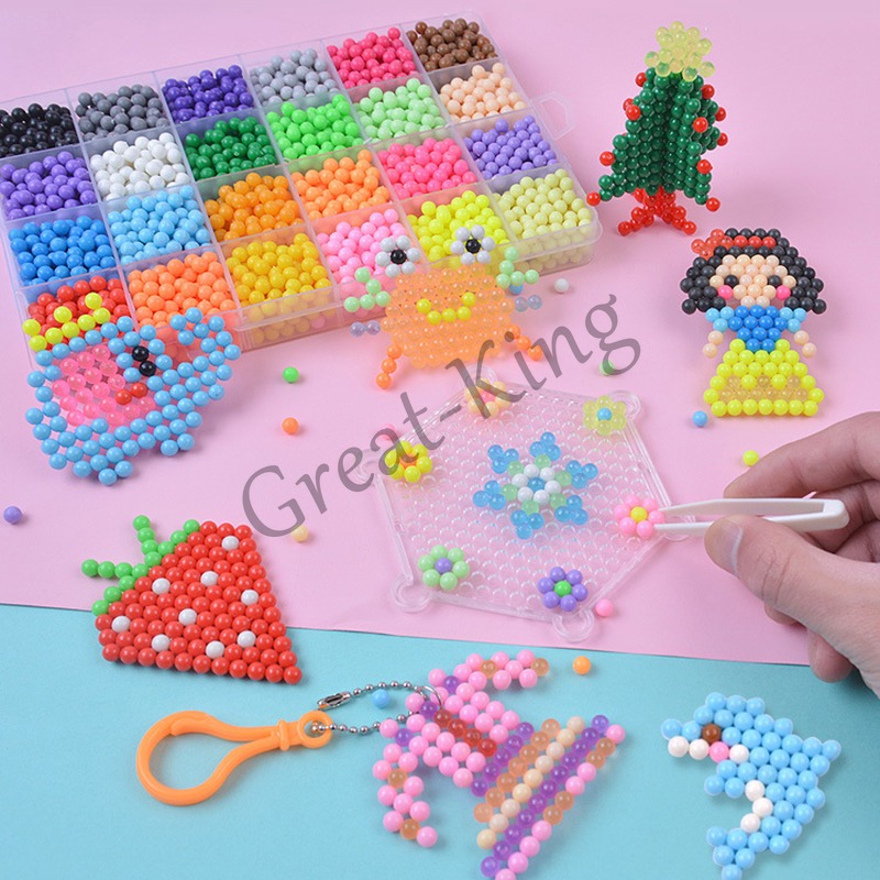 DIY Puzzle Beads Toys Water Sticky Beads Crafts Set Bracelet keychains ...