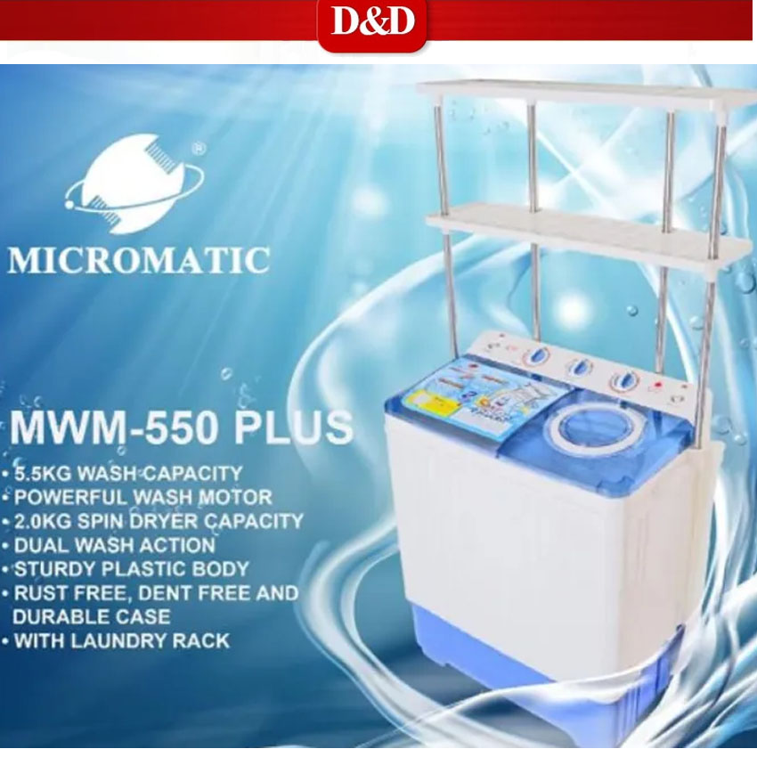 Micromatic MWM-550 PLUS 5.5kg Capacity Twin Tub Washing Machine with ...