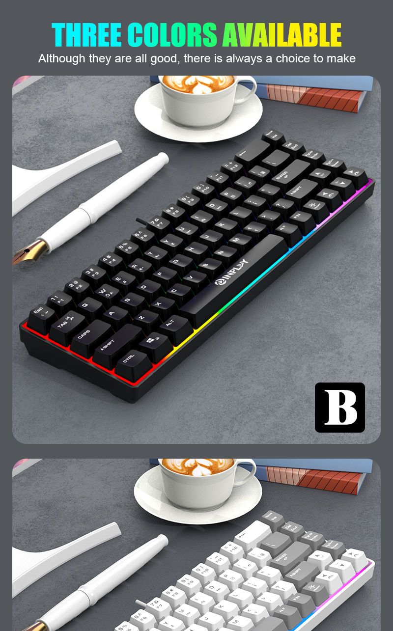 Inplay BK680 RGB Gaming Keyboard Rainbow Light Waterproof Smooth ...