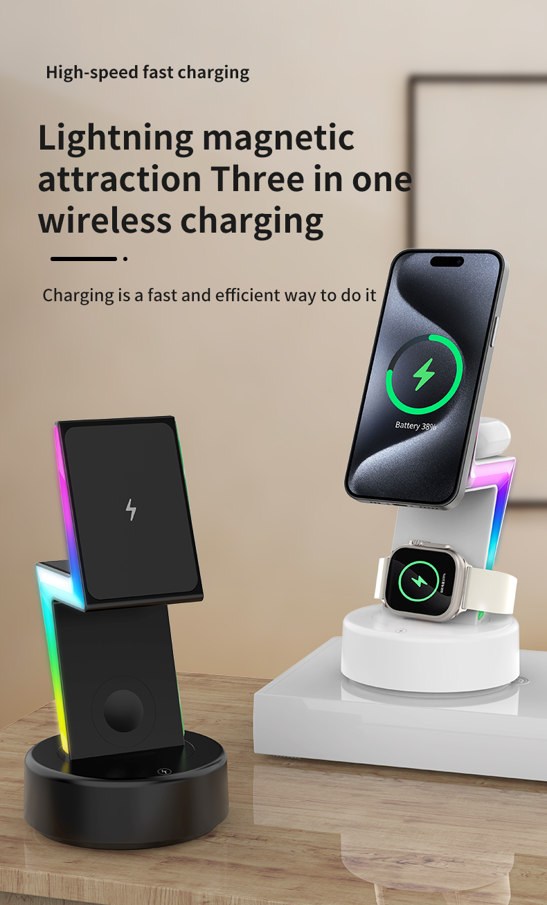GOOJODOQ Wireless Charger for iphone iWatch airpods Fast PD Charging ...