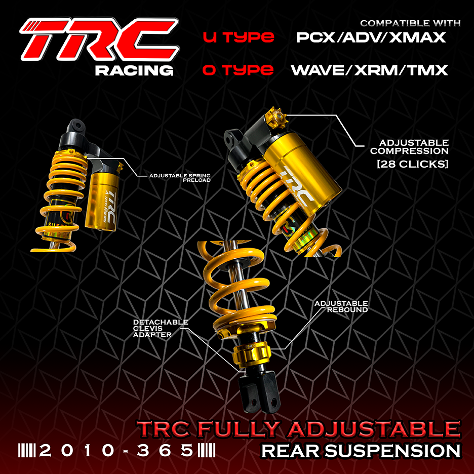 TRC Racing 365mm Fully Adjustable CNC Shock Suspension for PCX/ADV/XMAX ...