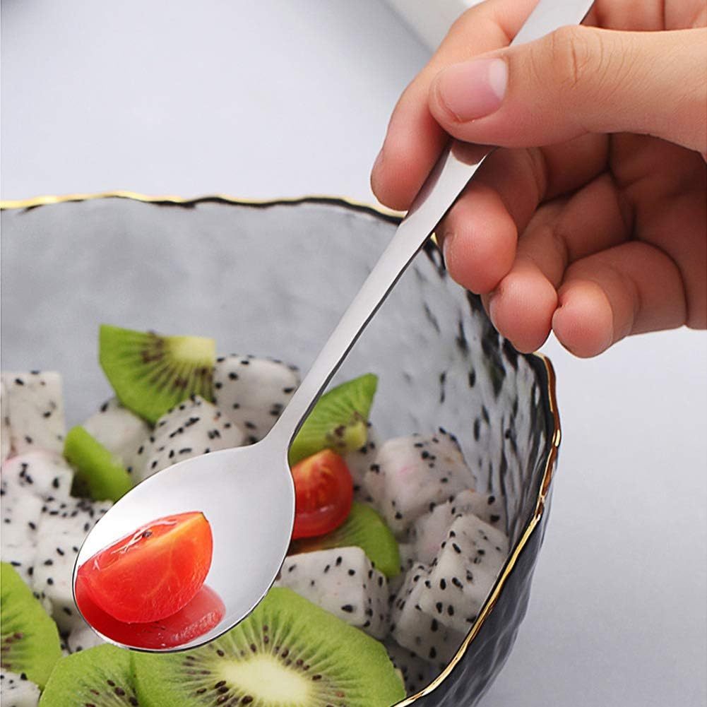 6pcs Spoon and Fork Set Gold Stainless Steel Dinnerware Korean Spoon ...