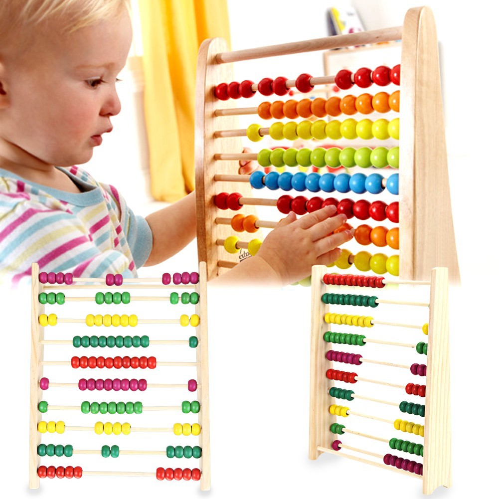 Kids Wooden Maths Education Counting Toys with 100 Beads Toddler ...