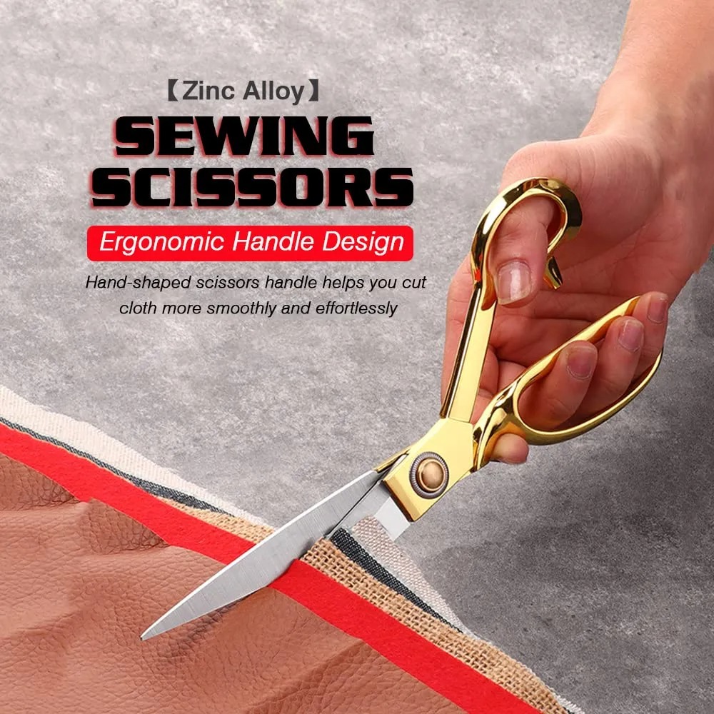 Stainless Steel Tailor Scissors 9.5 Inch Gilded Clothing Sewing Teeth ...