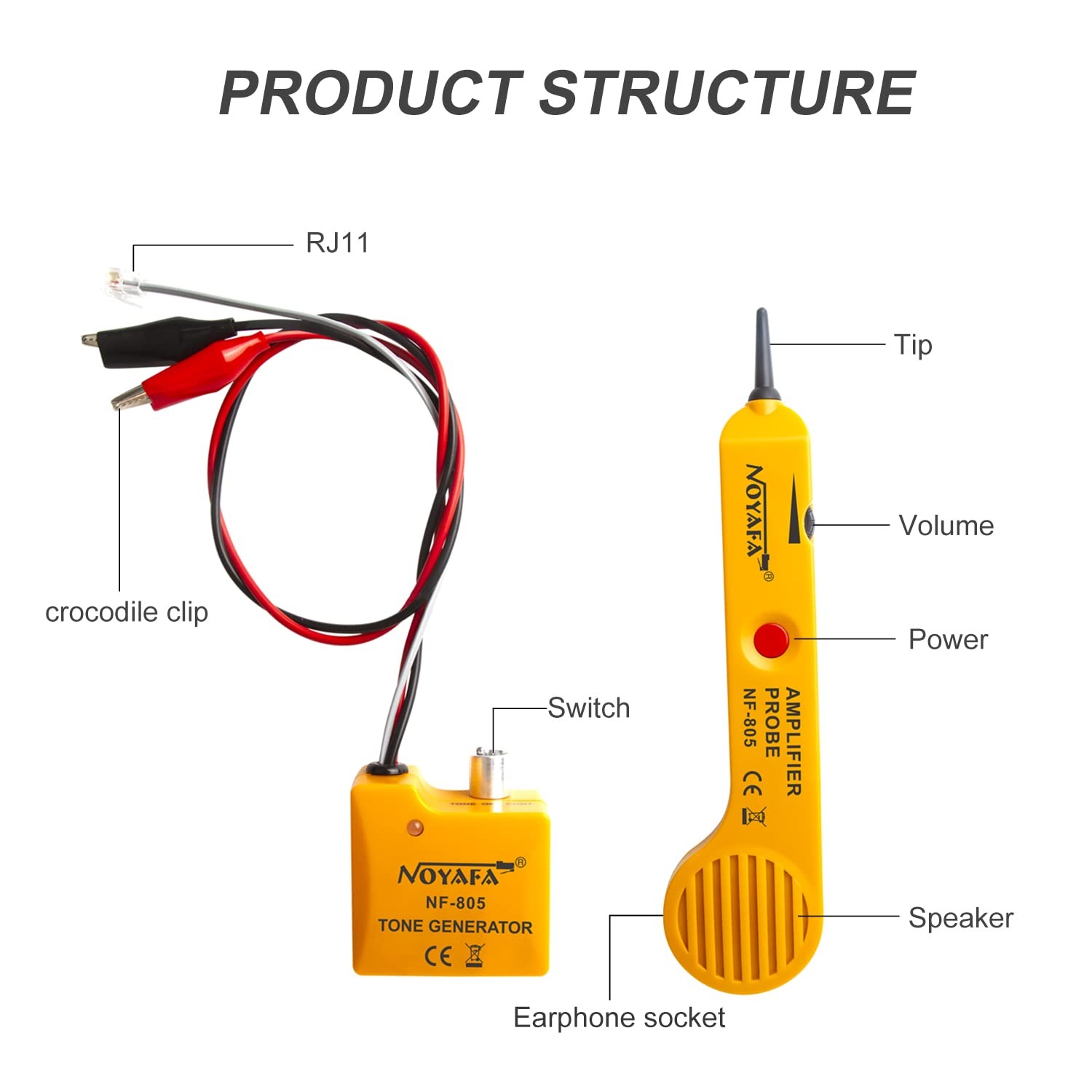 Noyafa NF-805 Tone Generator for Telephone Line, On/ off Detection ...