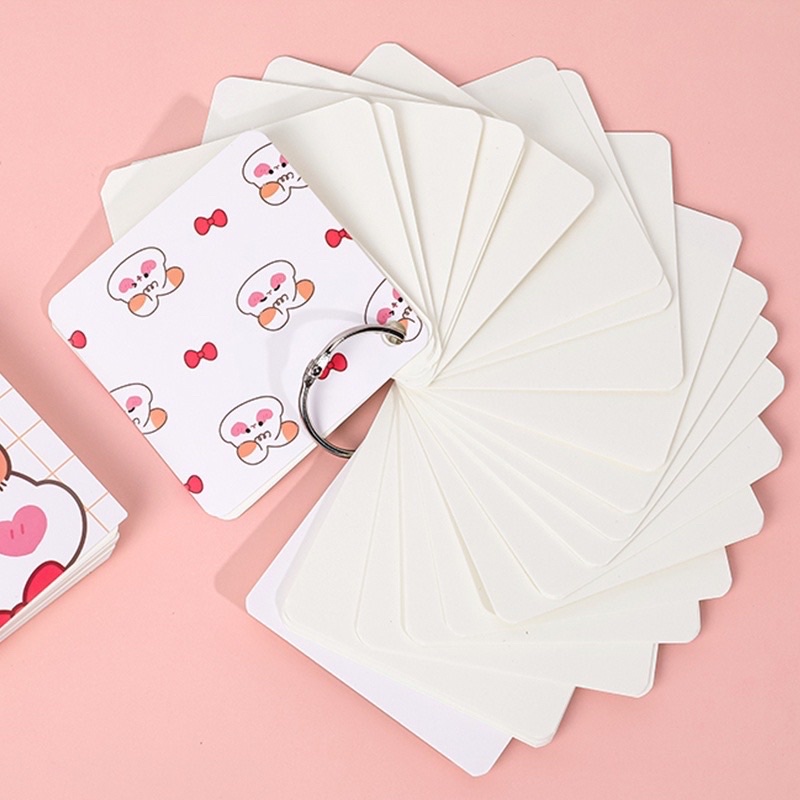 80 Sheets Cartoon Flash Cards Binder Ring Easy Flip Flash Card Study ...