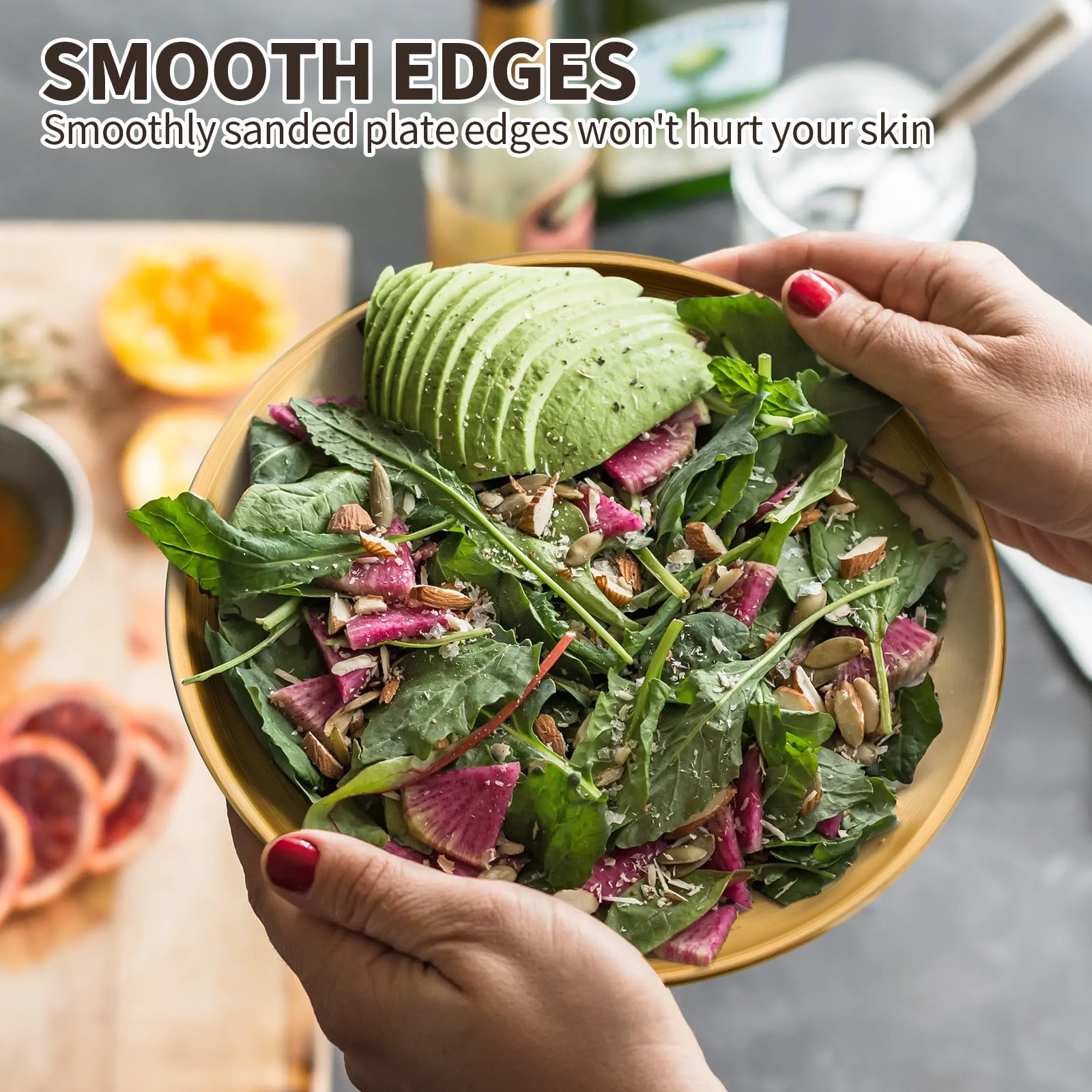 Plate Set Round Plates Stainless Serving Plate Unbreakable Dinner ...