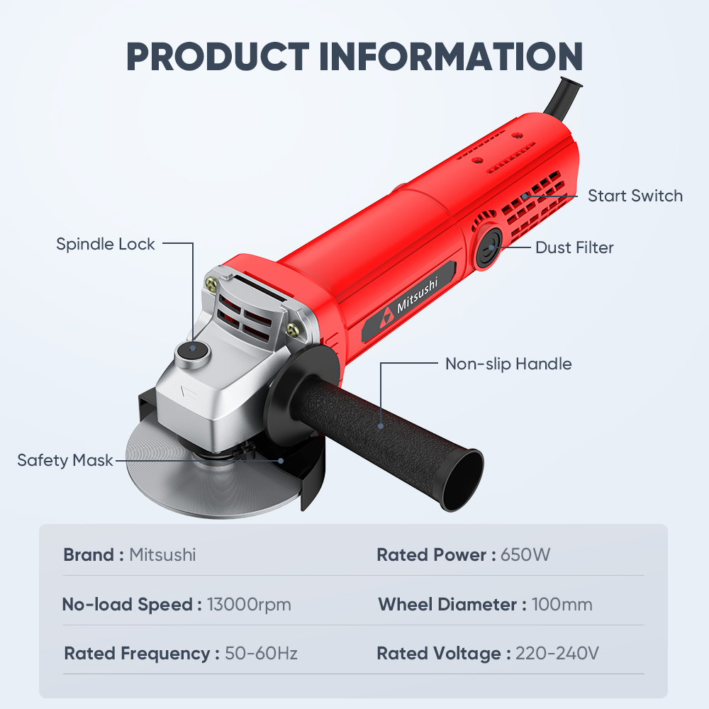 Mitsushi MIT-924 Powerful Industrial Angle Grinder and Steel Cutting ...