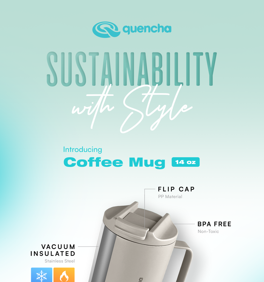 QUENCHA 14oz Flip Cap Insulated Coffee Mug | Shopee Philippines