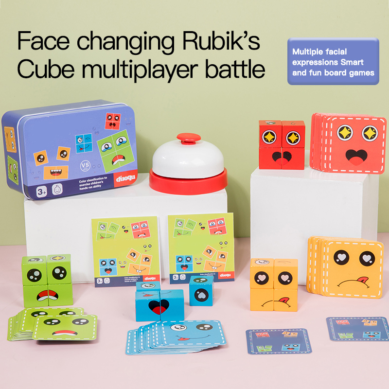 METECH Cards Wooden Face-Changing educational Magic Cube Building ...
