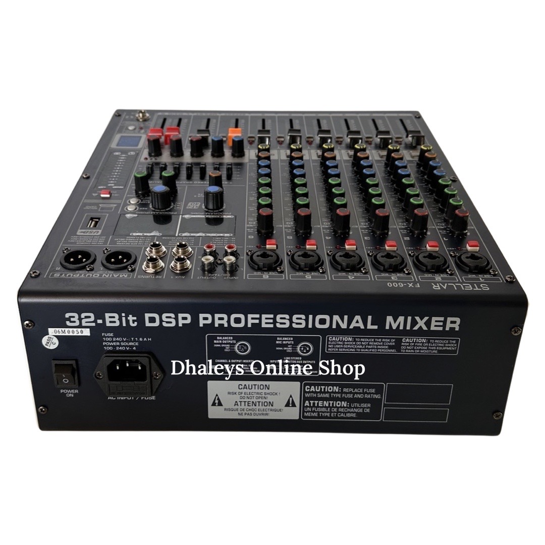 Stellar Professional Audio Mixer FX-600 6 channel Mixer +48V Phantom ...