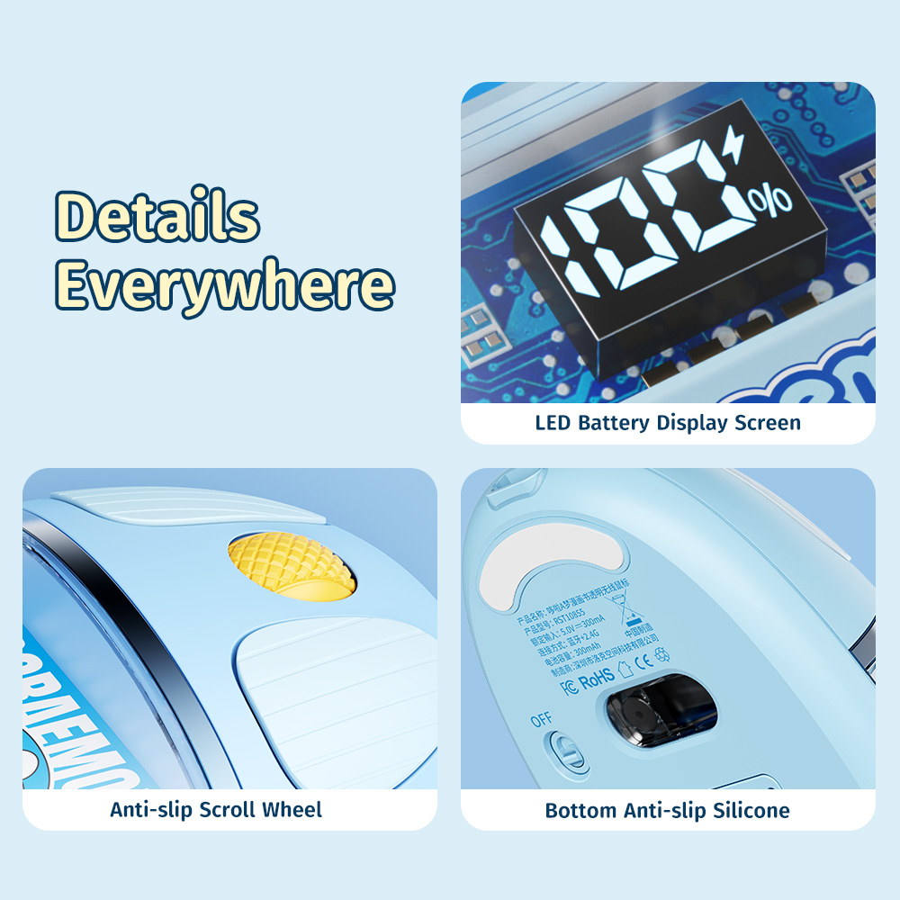 Rock Space Doraemon Comic Book Wireless Mouse Bluetooth 2.4GHz 5GHz USB ...