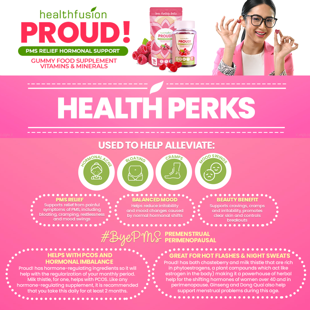 PROUD! Bye PMS Hormonal Support, PMS Relief, PCOS Regulation Gummy Food ...