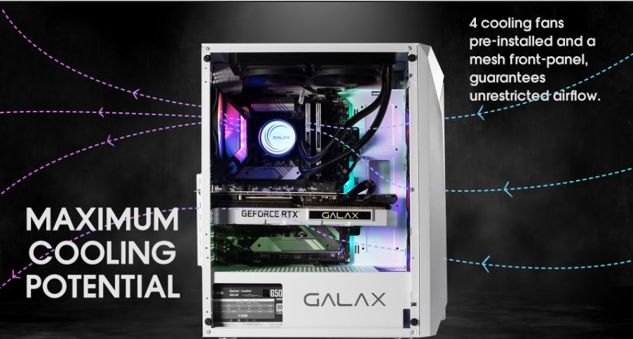 Galax PC Case REV-05 Gaming Case m-ATX + 4 aRGB Fans Gaming Chasis ...