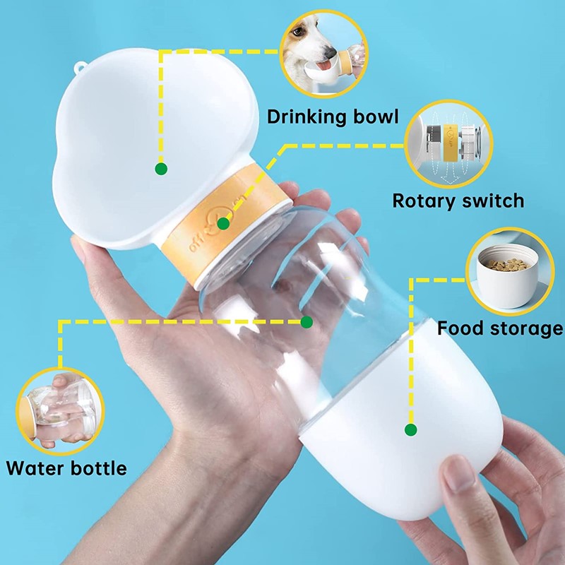 Pet Water Bottle Portable Pet Accompanying Cup Dog Travel Water Bottle Drinking Food Bowl 2 in 1 ...