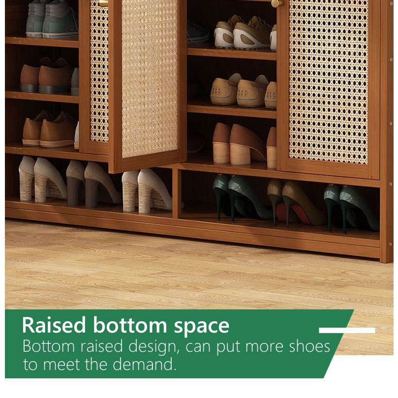 [7 Layers]Shoe rack Shoe Cabinet Wooden Door With Cover Rattan Shoe ...