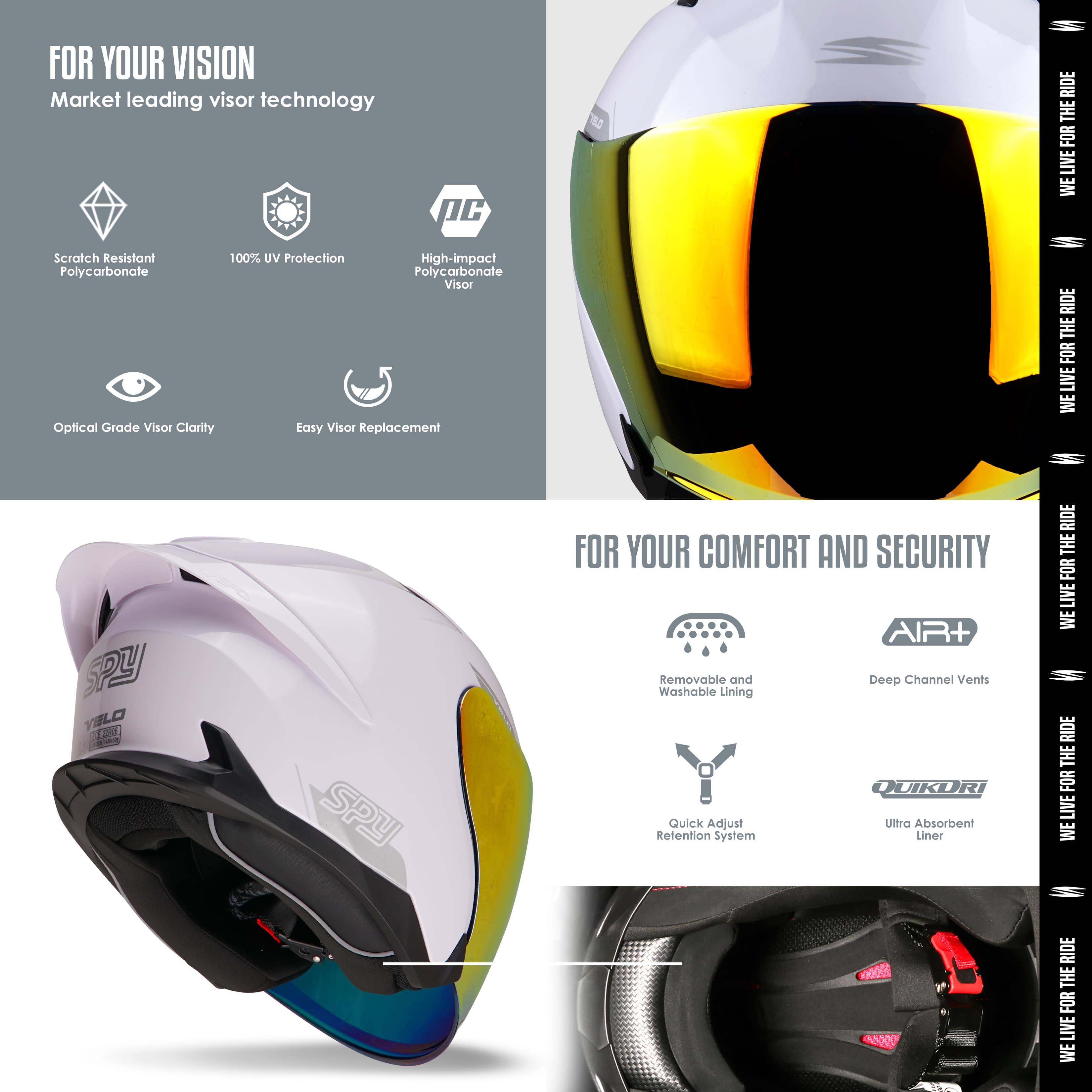 Spy VELO S0 V2 - Open Face Dual Visor Helmet (FREE Clear Visor ...