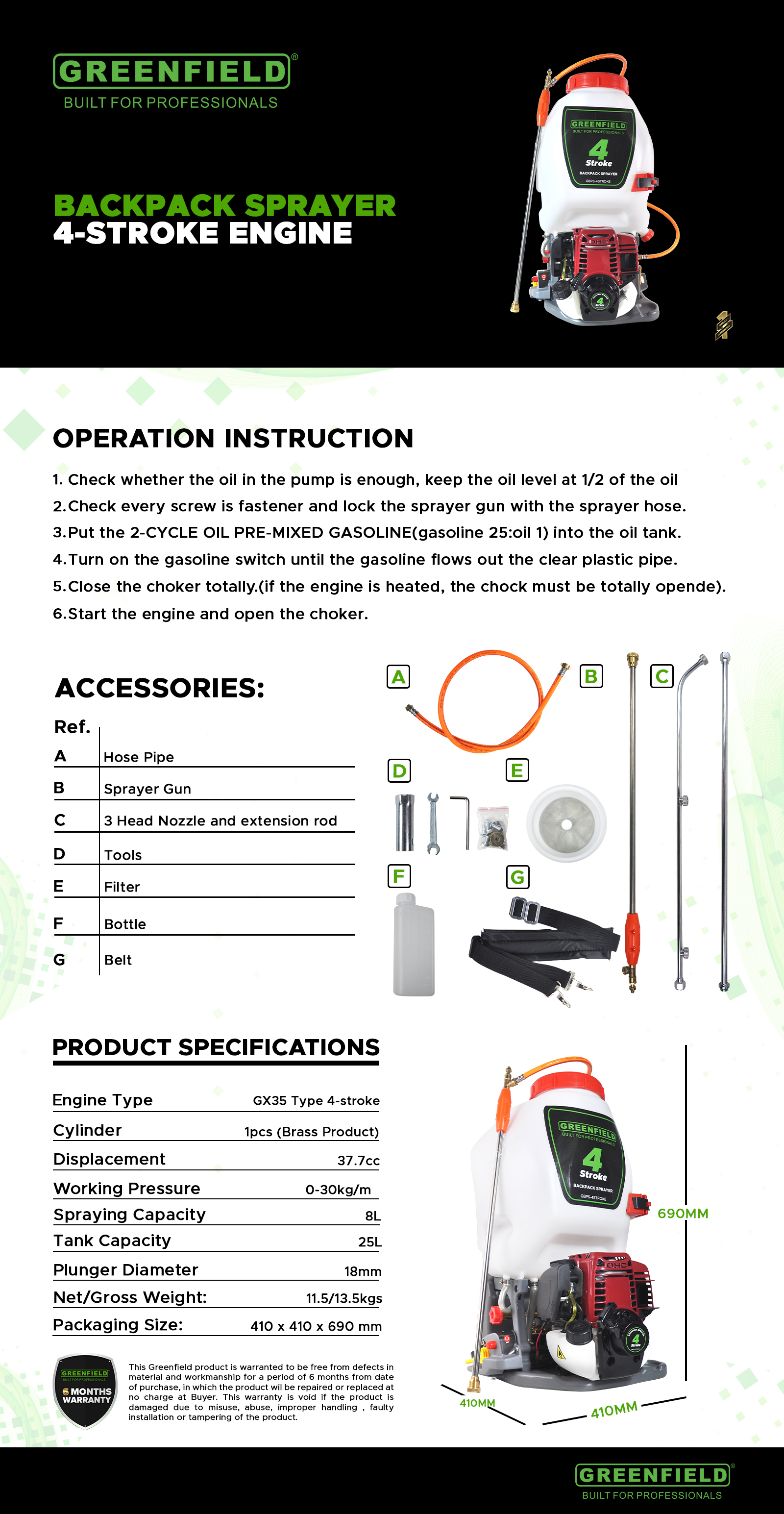 Greenfield Backpack Sprayer GX35 4-Stroke Engine | Shopee Philippines