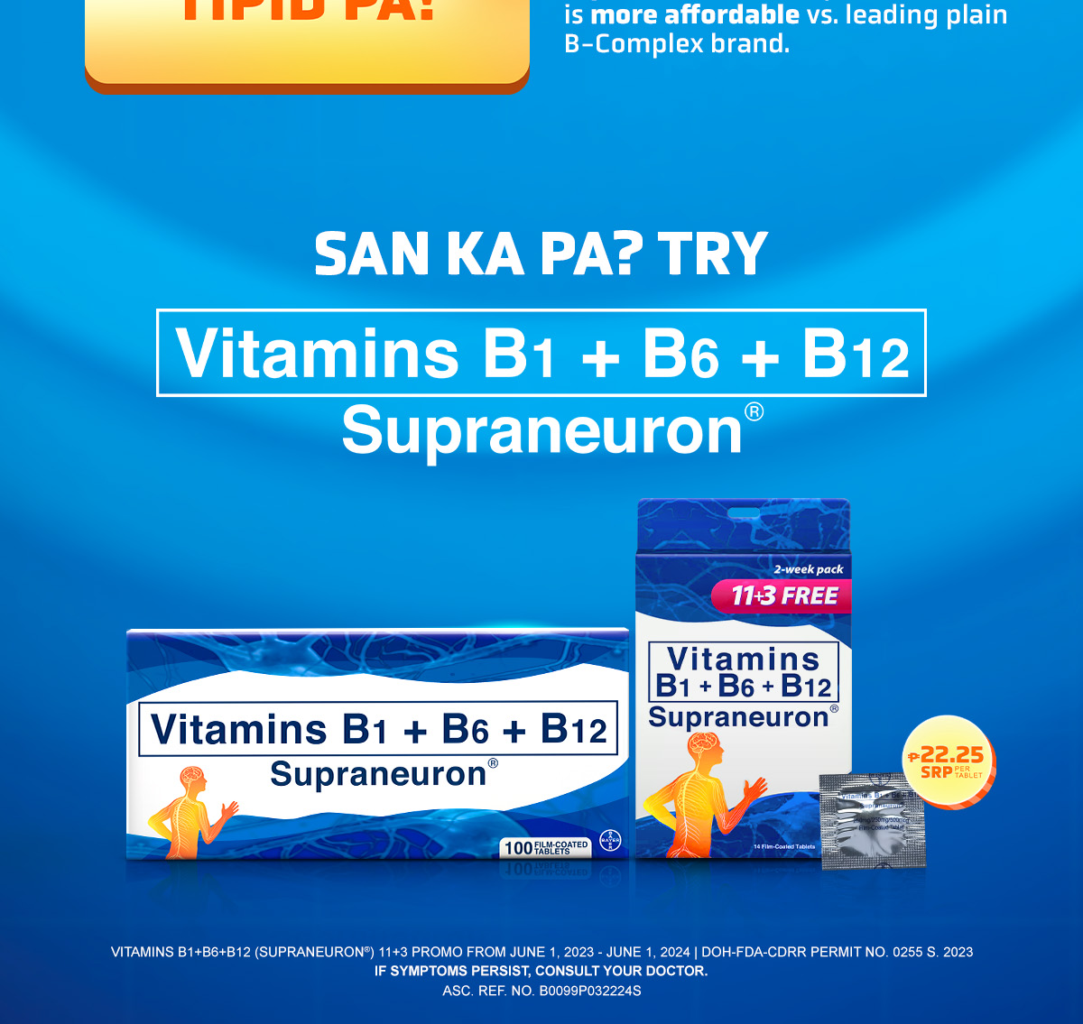 SUPRANEURON® Vitamins B1 + B6 + B12 Tablet 2-week Pack 100s | Shopee Philippines