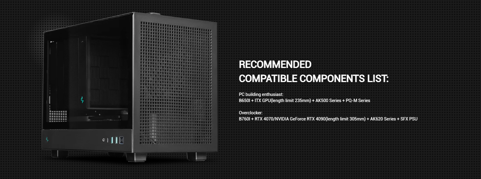 Deepcool Computer PC Case CH160 Portable High Airflow Mini-ITX Tempered ...