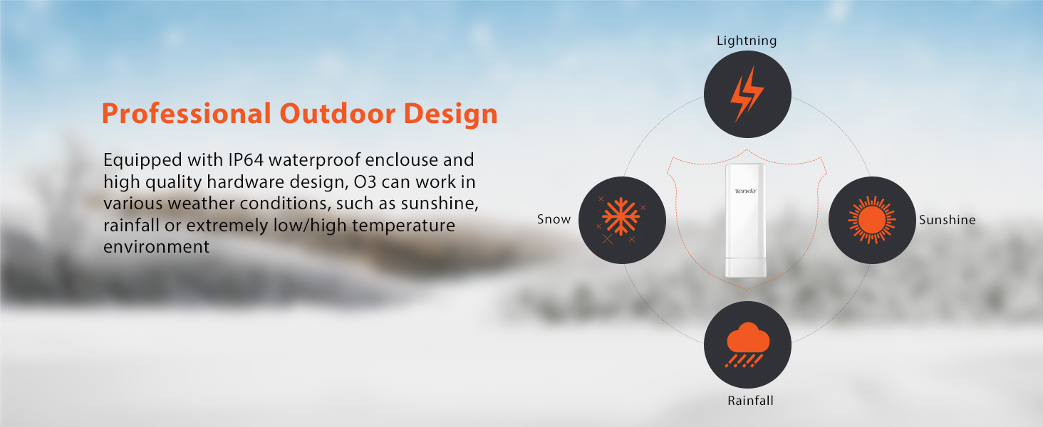 Tenda O3 v2 5KM Long Distance P2P Outdoor CPE | IP64 Waterproof | 12dBi ...