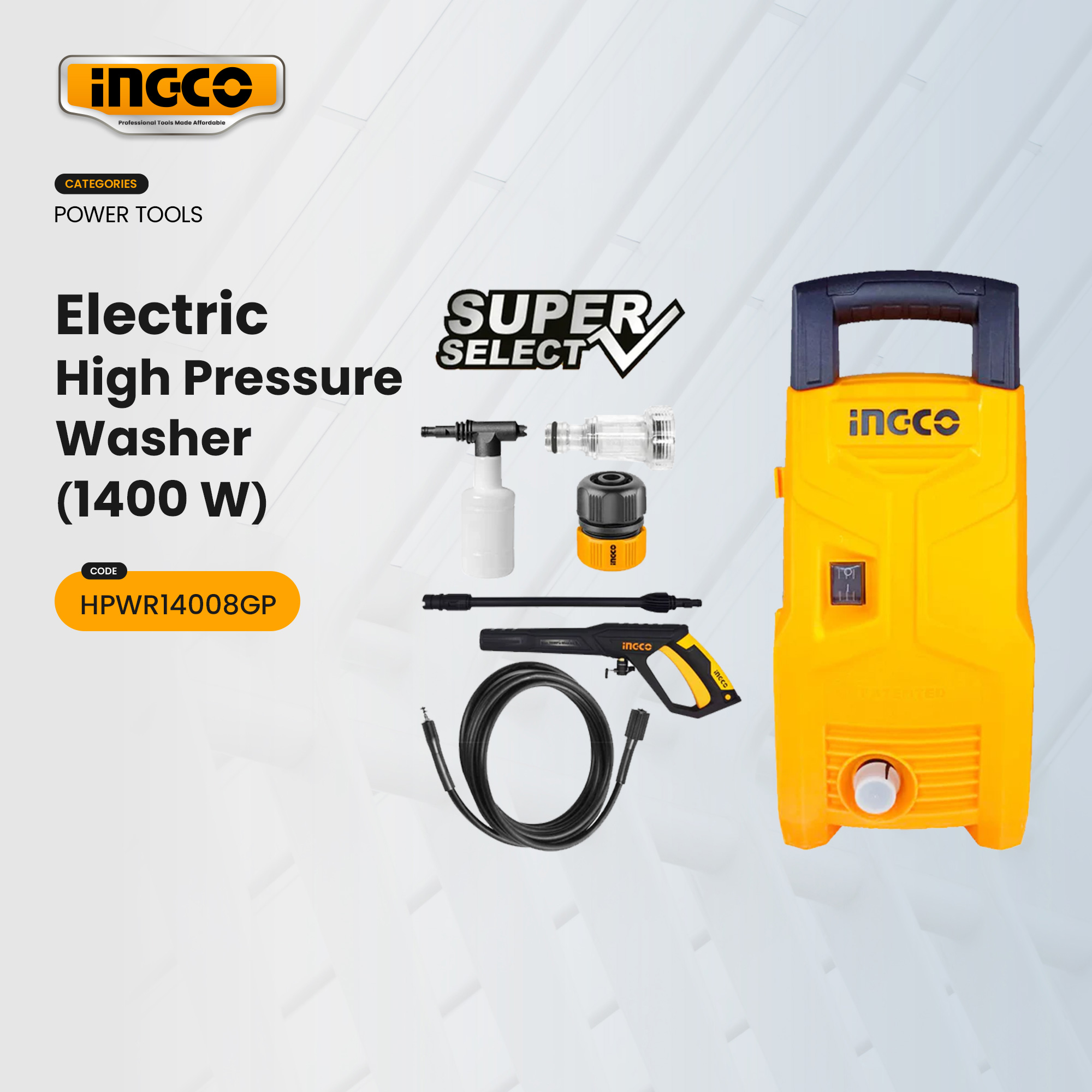 Ingco High Pressure Washer 1400W for Motor & Car Wash SUPER SELECT HPWR14008GP Ipt | Shopee ...