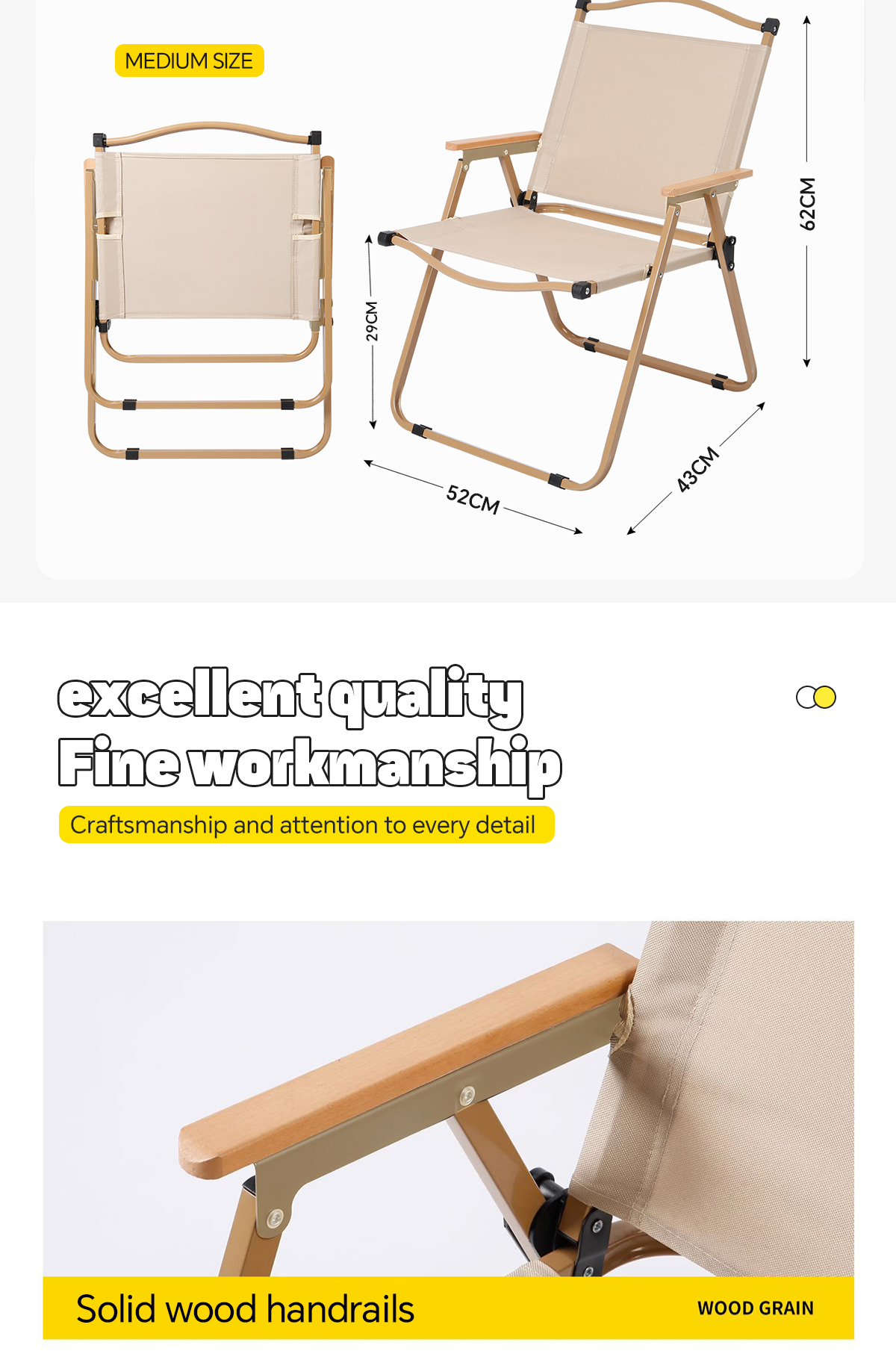 Camping Chair Foldable Outdoor Chair Folding Picnic Beach Chair ...