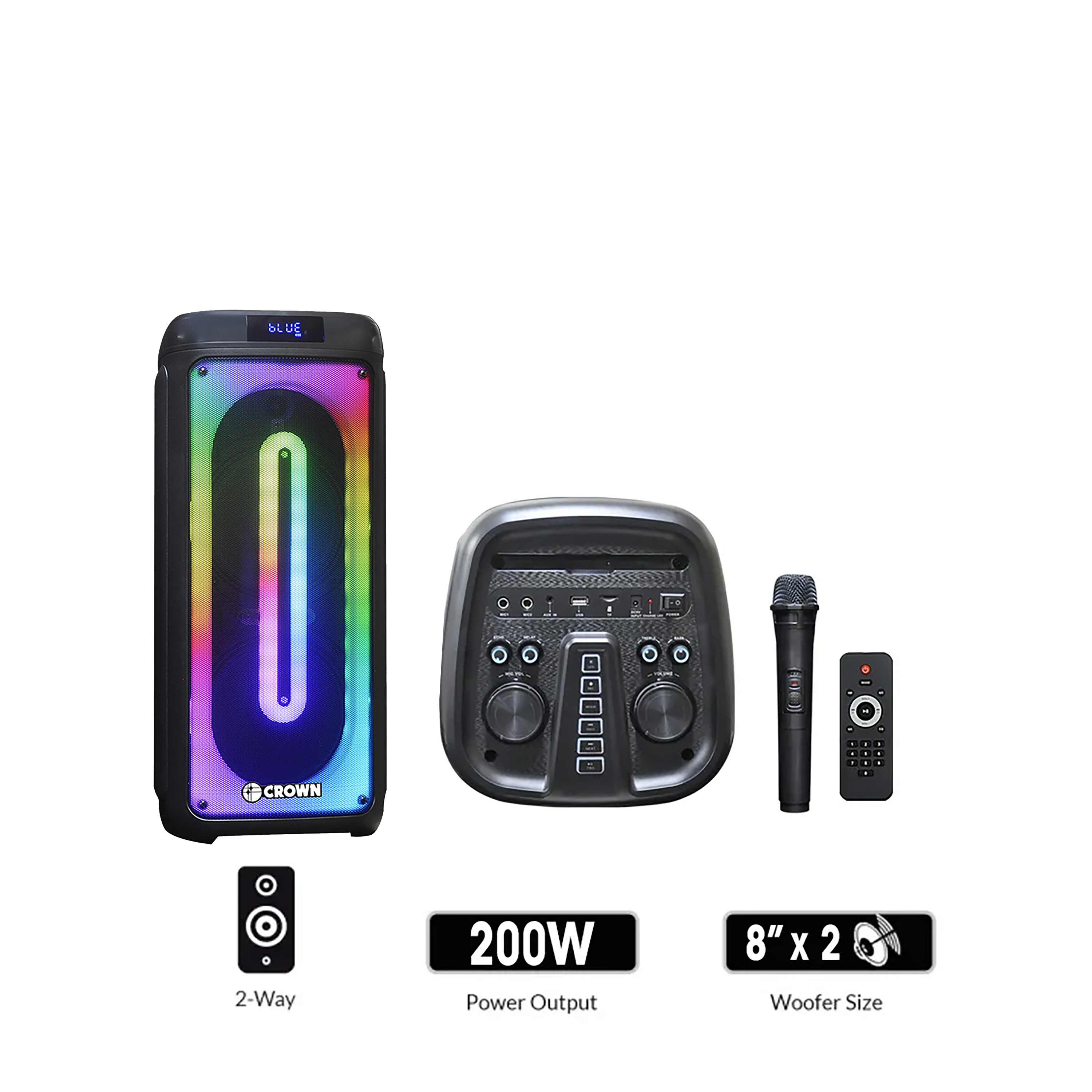 Crown by Winland Party Box Portable Rechargeable Speaker Dancing Light ...