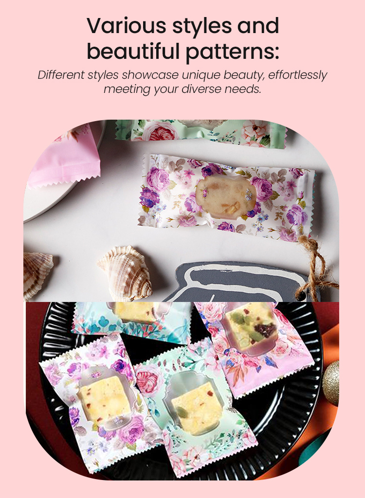 5.5x8.5cm Floral Cookie Bag For Candy Pastry Polvoron Wrapper Xmas Heat ...