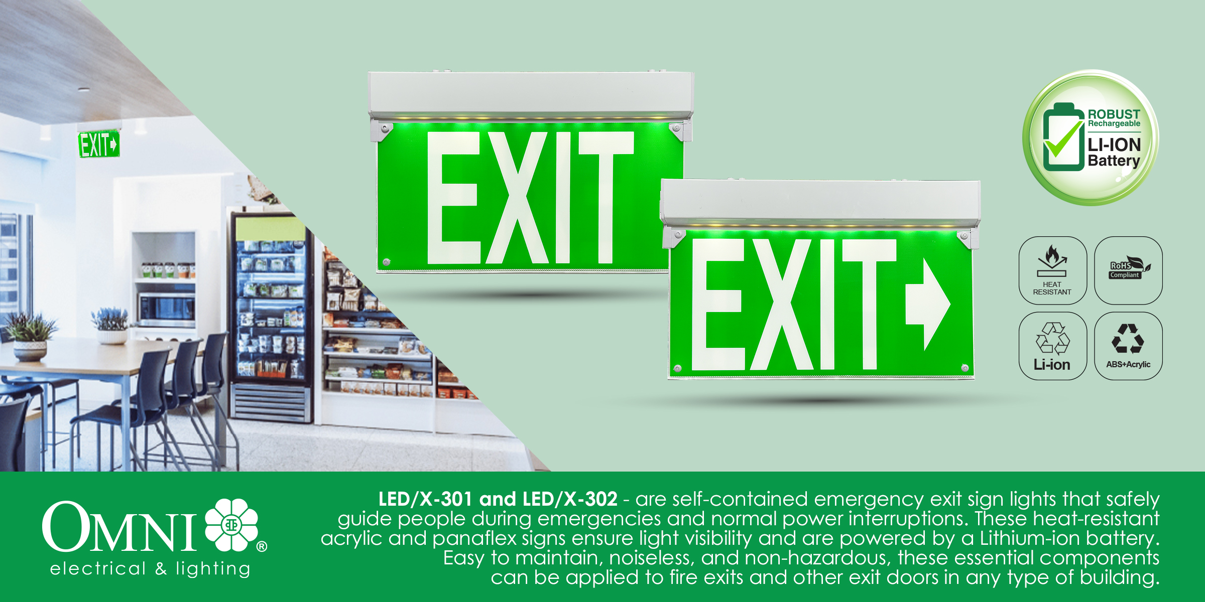 OMNI LED Exit Sign - LED/X-302 (With Arrow Sign) | Shopee Philippines