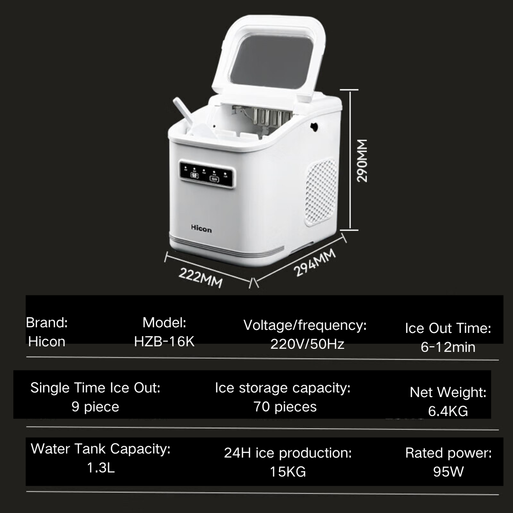 Hicon Automatic Portable Ice Maker Machine with Openable Cover - Fast ...