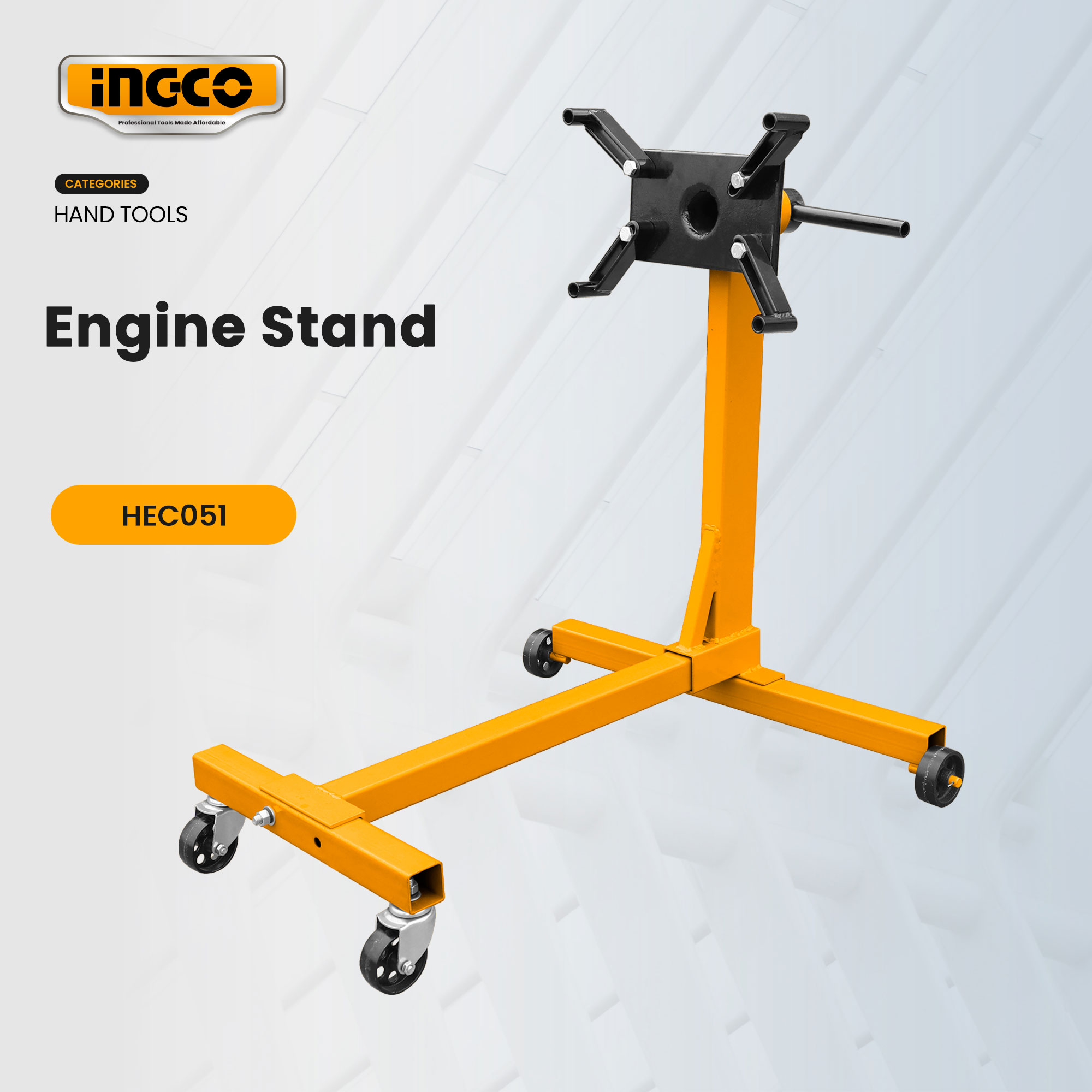 Ingco Engine Stand 450kg 1000LBS Steel 360 Degree Rotating Wheeled for ...