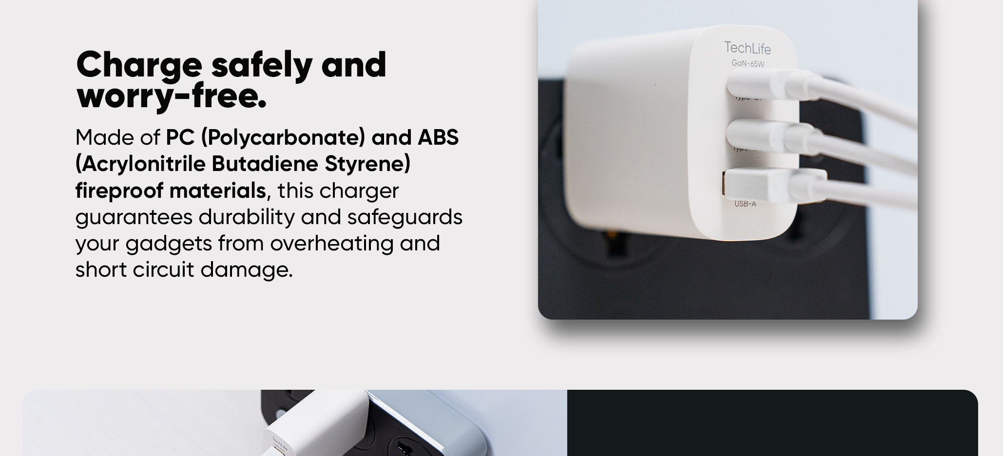 TechLife 65W 3-Port Charger | Fast Charging | Triple Ports Output ...