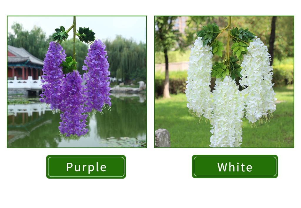 【Lowest Price】 Artificial Fake Wisteria Vine Ratta Hanging Silk Flowers ...