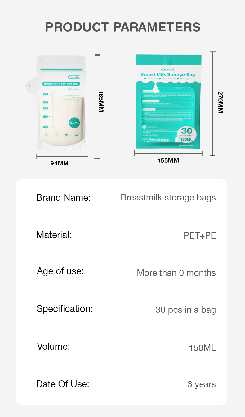 Dr.isla Milk Storage Container Breastmilk Bag Leak Proof 150ML BPA Free 10PCS MSB05 | Shopee ...
