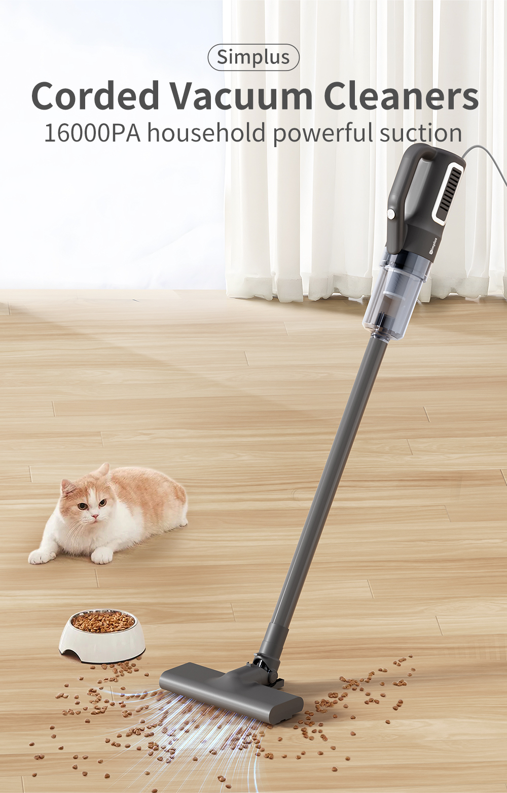 Simplus Vacuum Cleaner 16000Pa Strong Suction 3 in 1 Portable Handheld ...