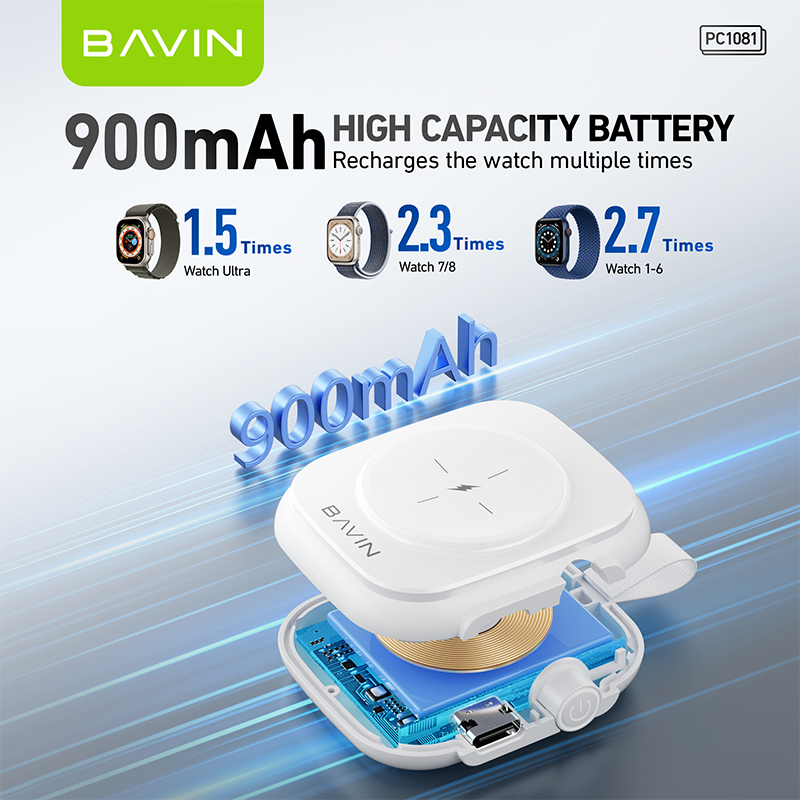 BAVIN PC1081 Portable Travel Wireless Magnetic Charger Power Bank ...