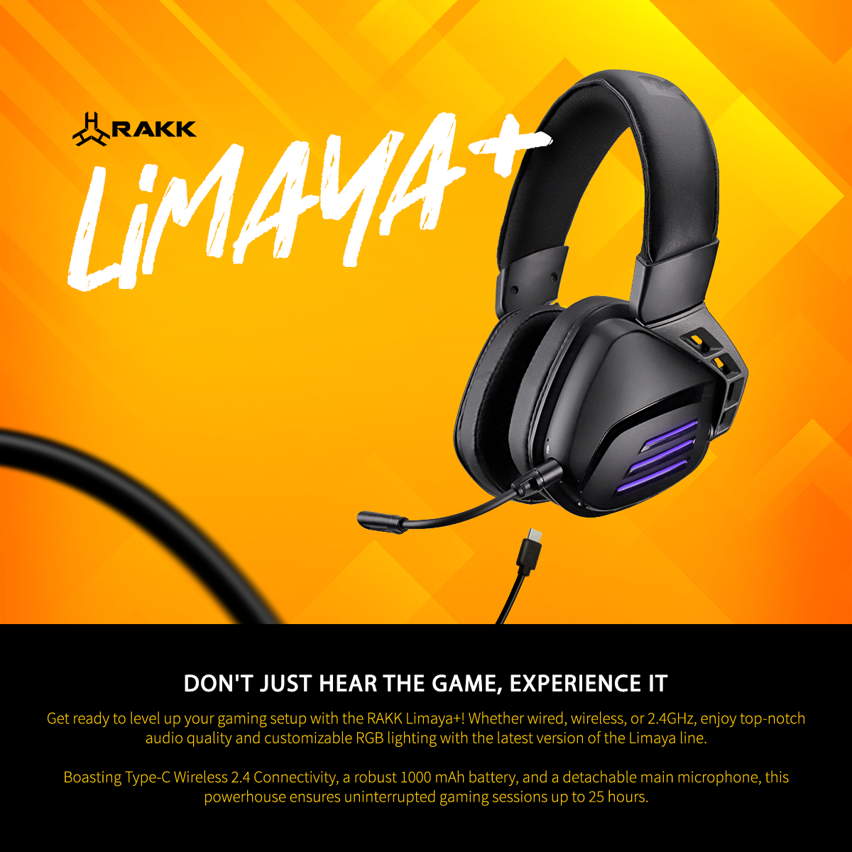 RAKK LIMAYA/ LIMAYA + Trimode RGB Gaming Wireless Headset| Black ...