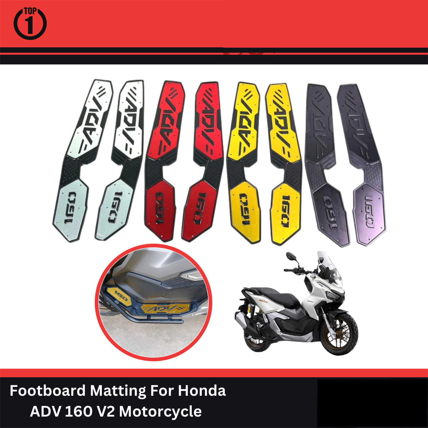 Top1 PH High Quality Alloy Rubber Matting Footboard For Honda ADV 160 ...