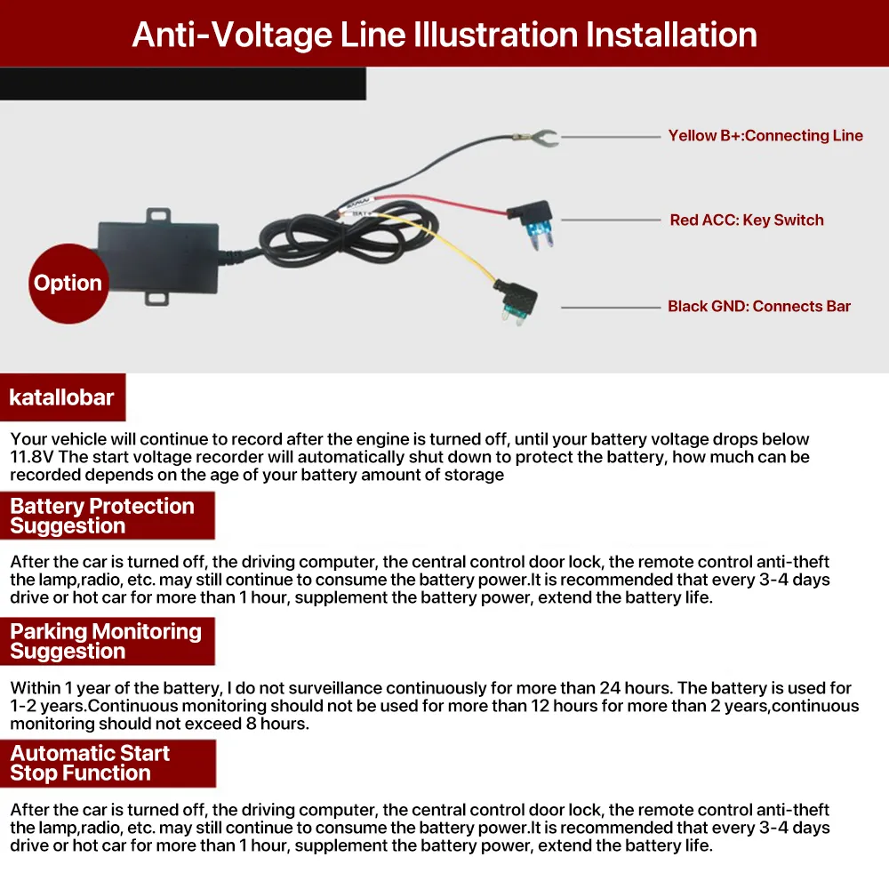 HIKVISION Buck Line for D1/K2/K5 Dashcam 24H Recording Low Power ...