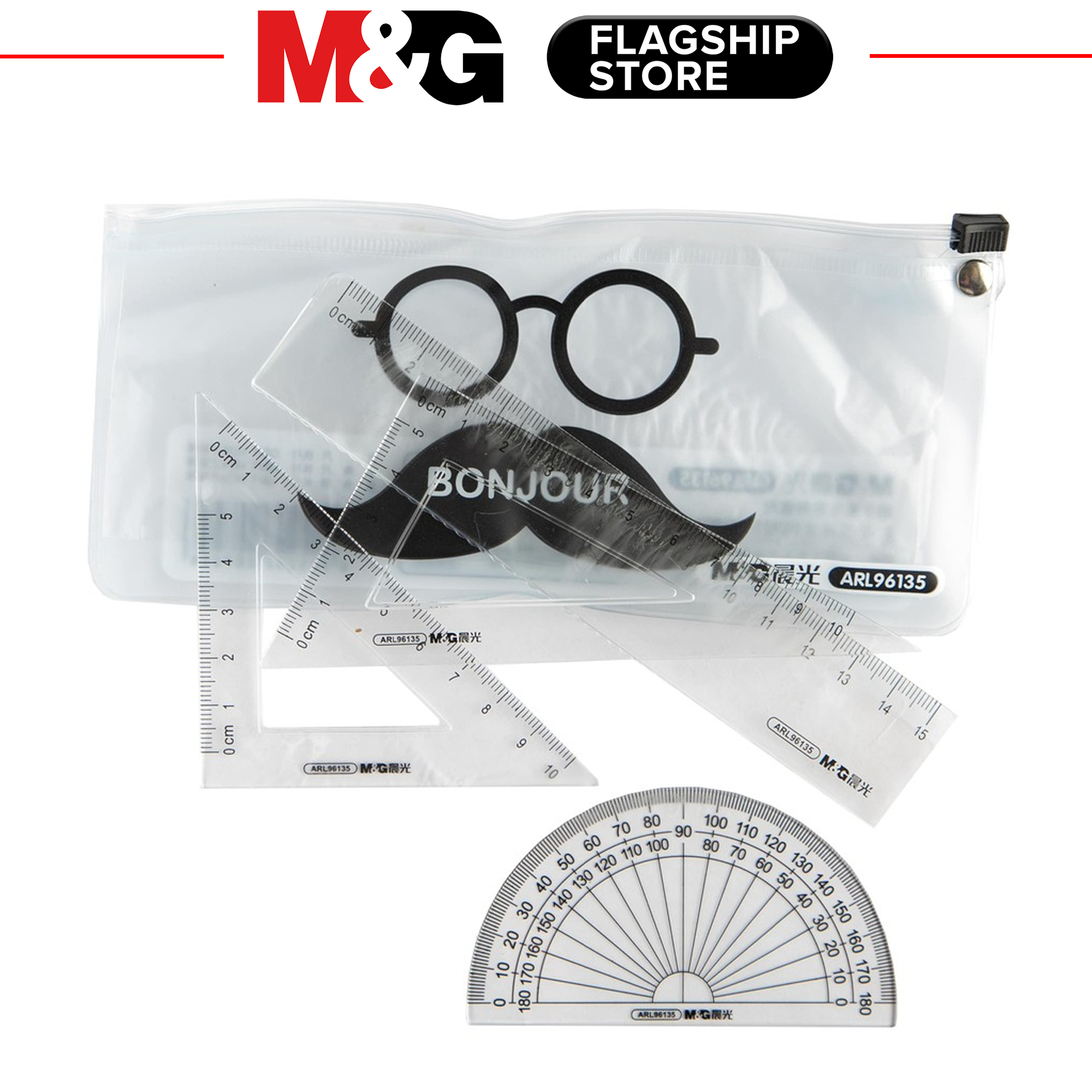 M&G 4-Piece Mustache Geometry Set Arl96135 (1 set) | Shopee Philippines
