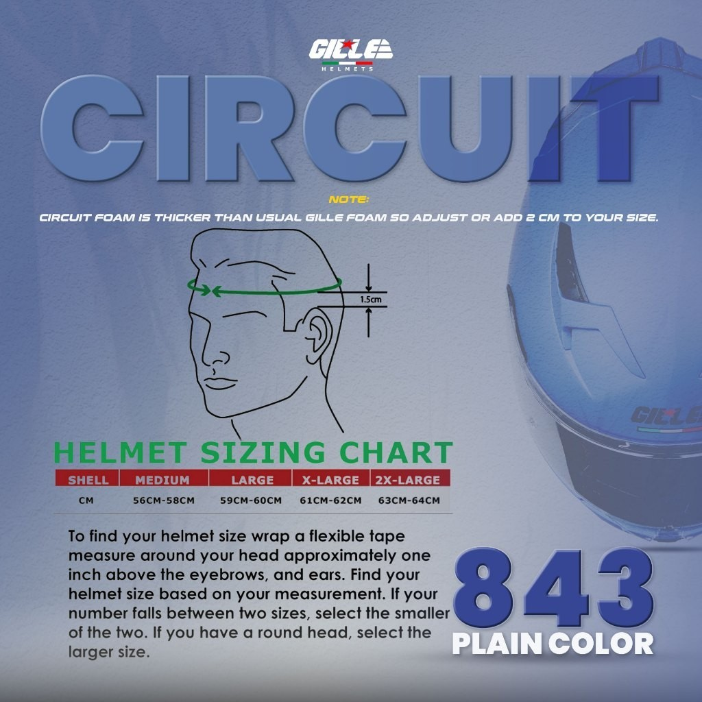 GILLE 843 CIRCUIT PLAIN Full Face Dual Visor Motorcycle Helmet full ...