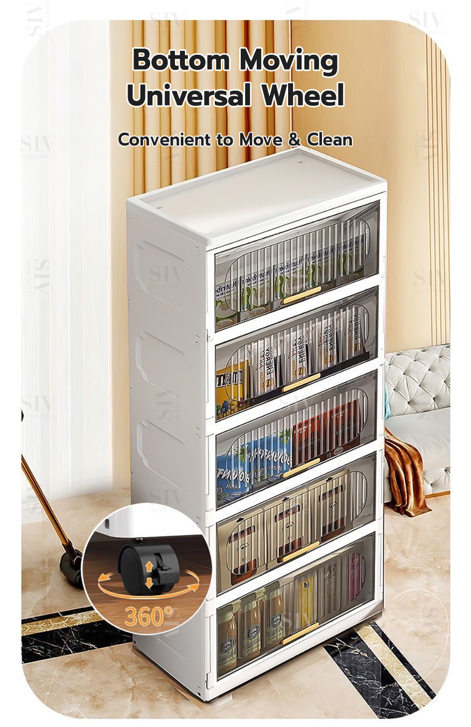 SIV 32-70cm Foldable Storage Cabinet With Flip Door Plastic Storage Box ...